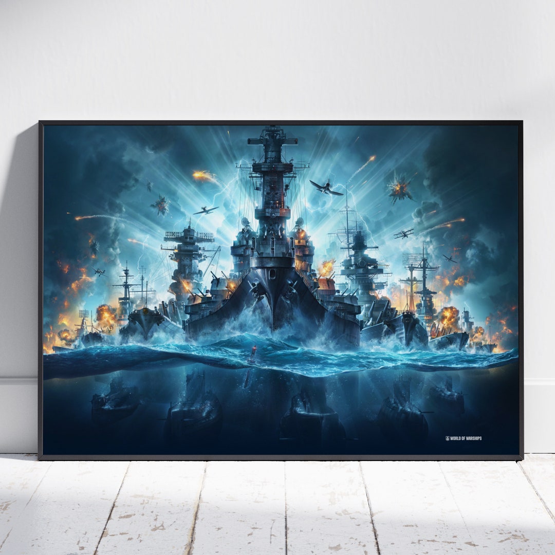 World of Warships Poster, Battle Ship Wall Art, Rolled Canvas Print ...