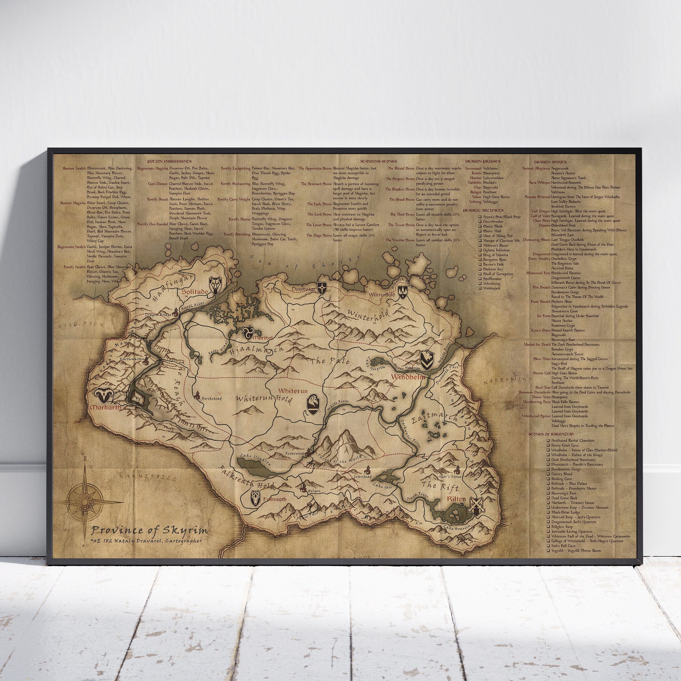 The Elder Scrolls V Map of Tamriel Poster, Province of Skyrim Wall Art ...
