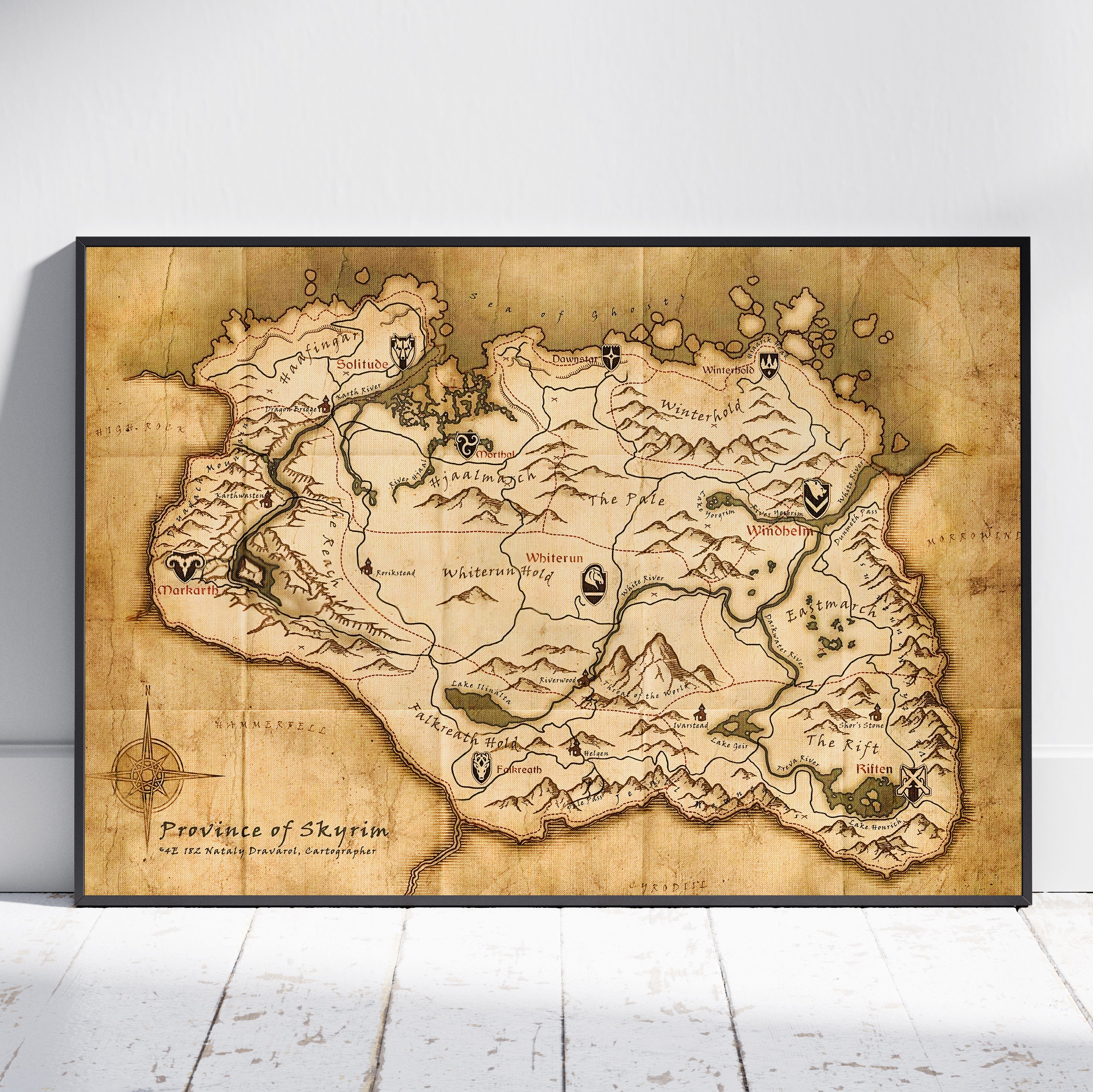 The Elder Scrolls V Map of Tamriel Poster, Province of Skyrim Wall Art ...