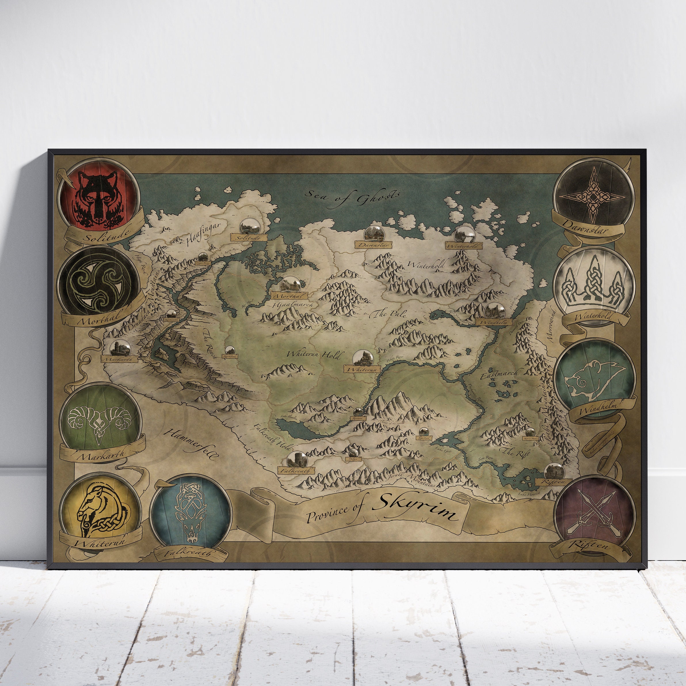 The Elder Scrolls V Map of Tamriel Poster, Province of Skyrim Wall Art ...