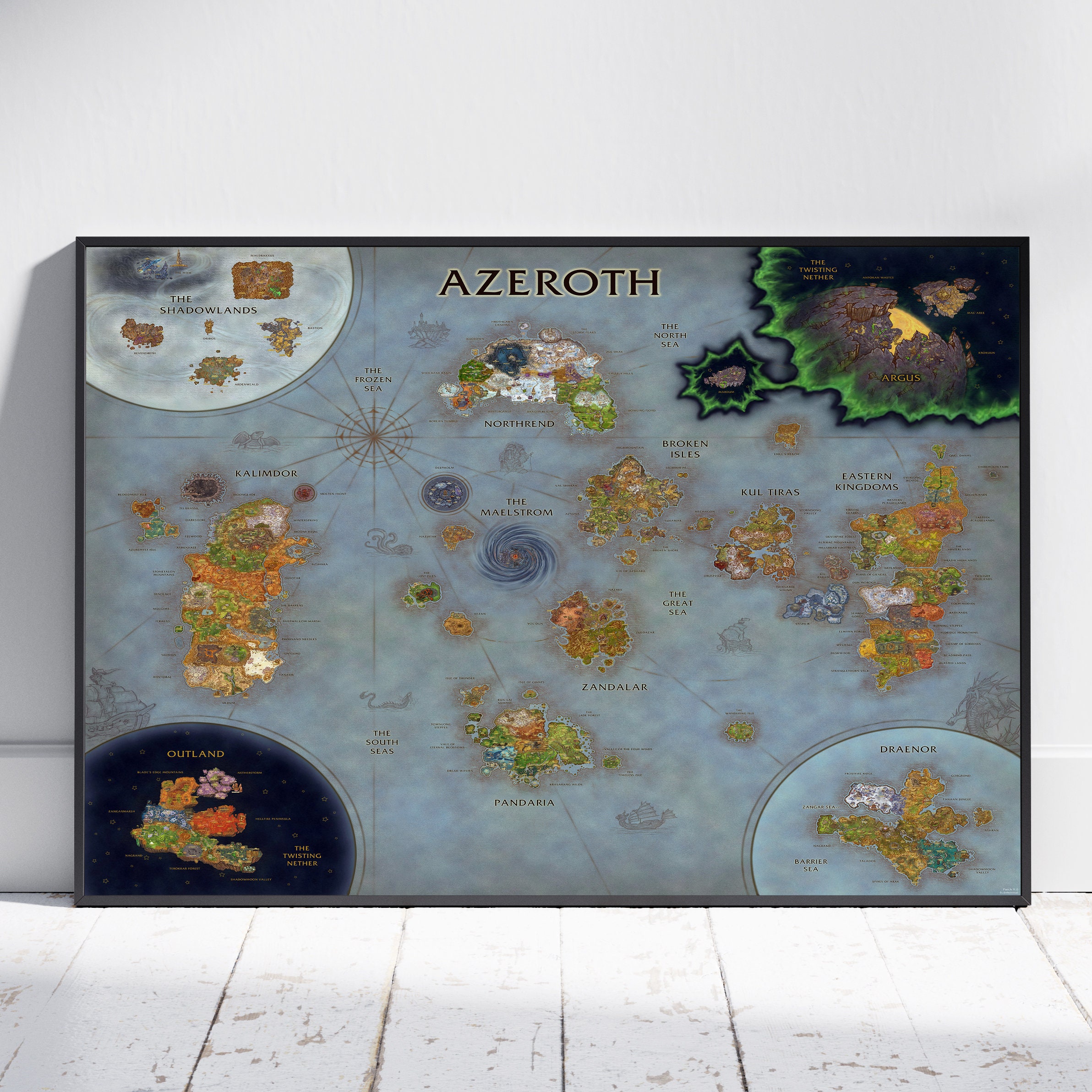 World of Warcraft Maps Poster, Azeroth Wall Art, Fine Art Print, Game Poster Gift, HQ Wall Decor ...