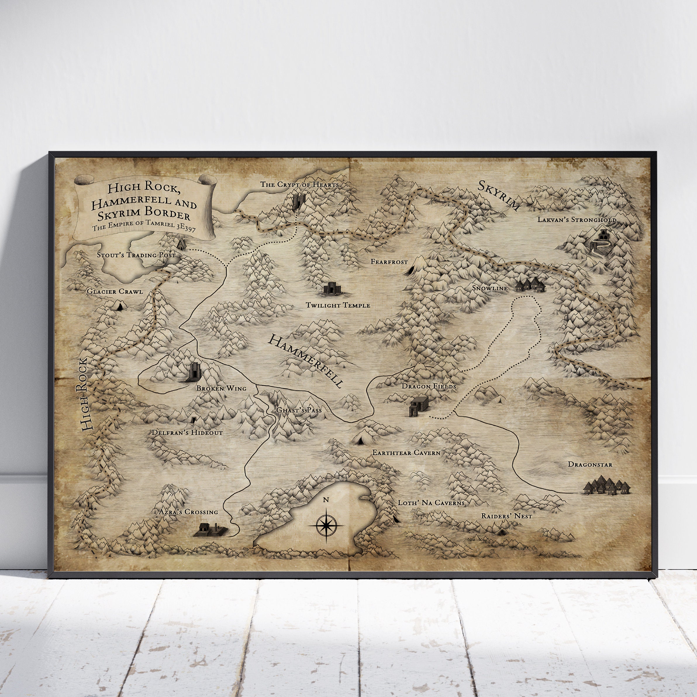 The Elder Scrolls V Map of Tamriel Poster, Province of Skyrim Wall Art ...