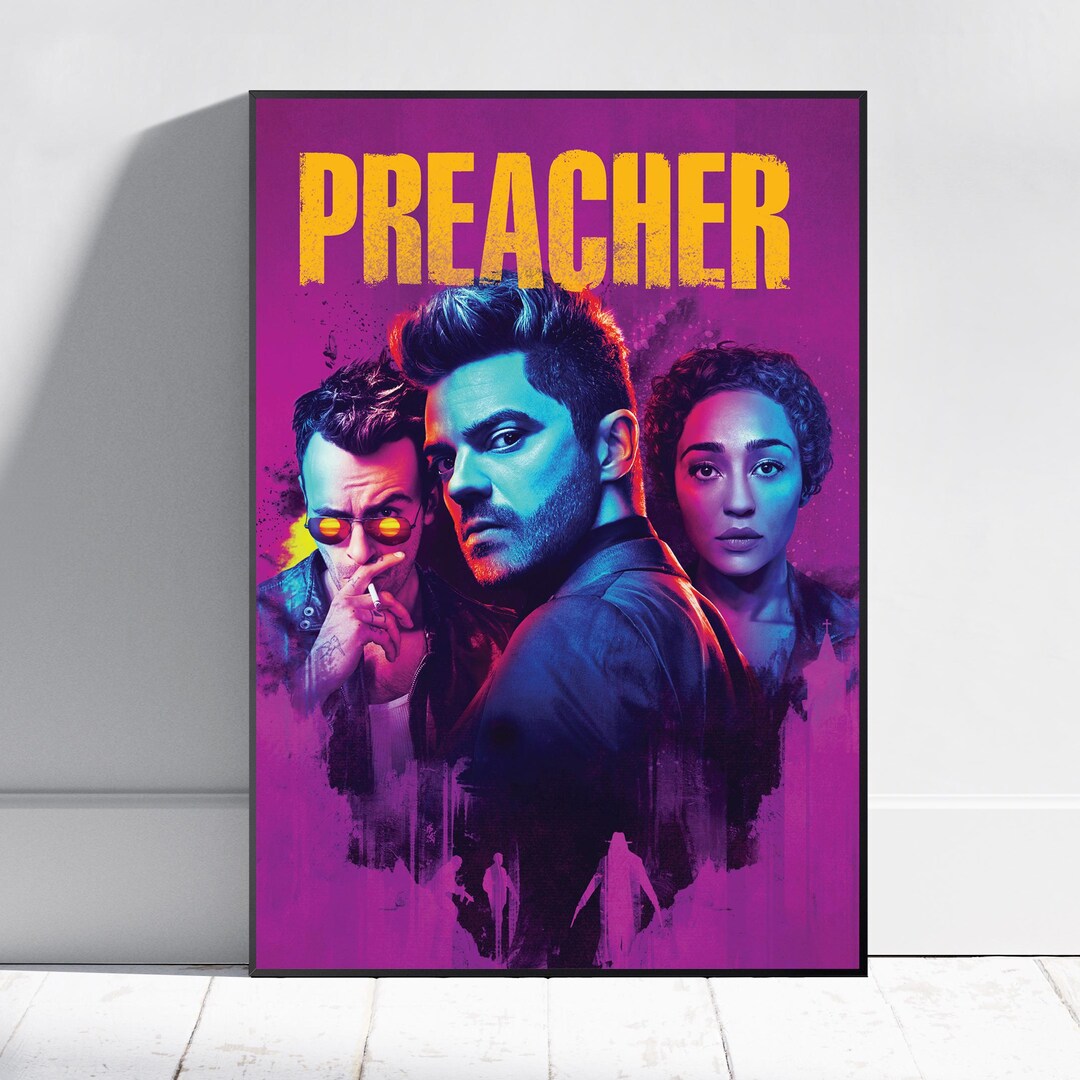 Preacher Poster, Jesse Custer Wall Art, Rolled Canvas Print, TV Series ...