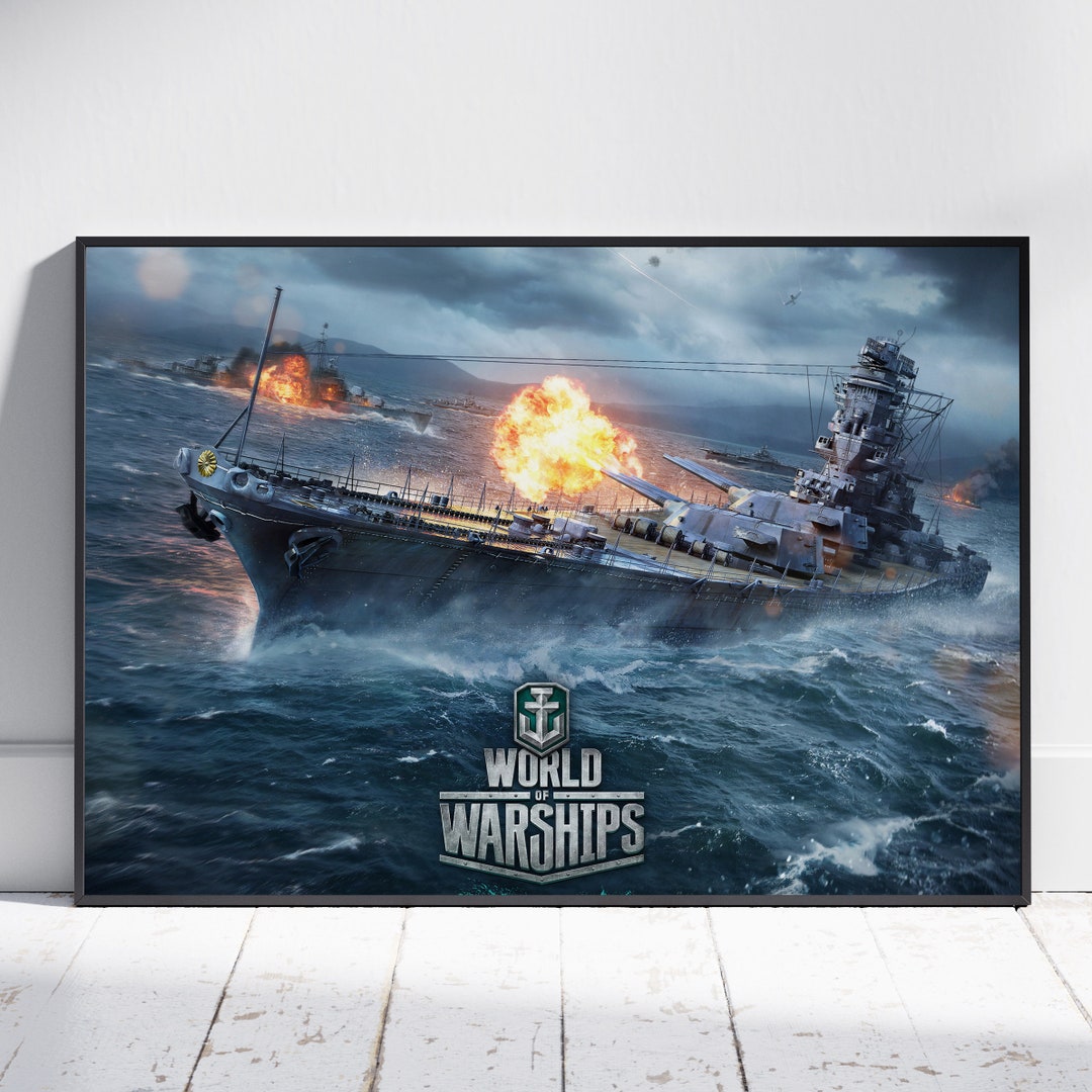 World of Warships Poster, Battle Ship Wall Art, Rolled Canvas Print ...