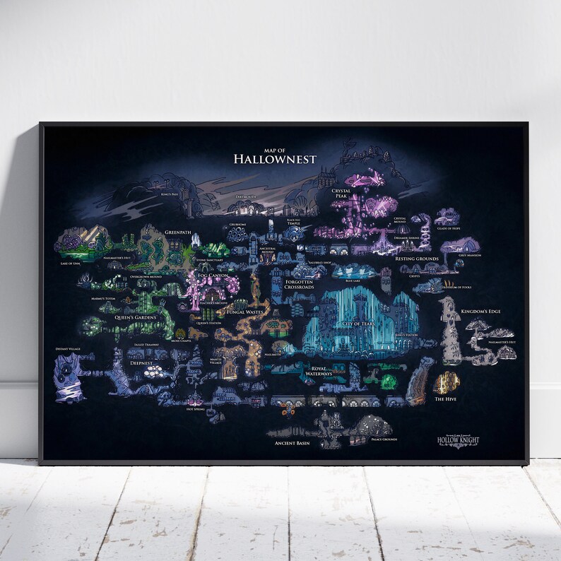 Hollow Knight Maps Poster, Hallownest Wall Art, Fine Art Print, Game ...