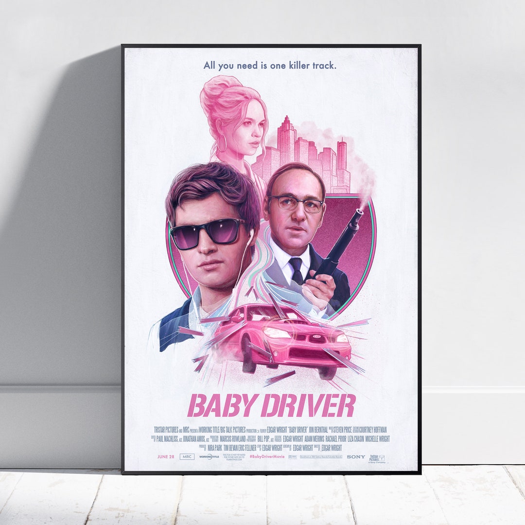 Baby Driver Poster, Ansel Elgort Wall Art, Rolled Canvas Print, Movie ...