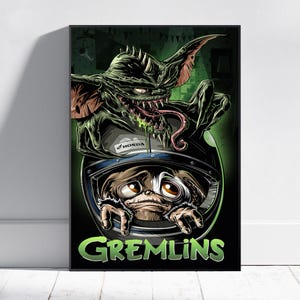 Gremlins Poster, Horror Comedy Wall Art, Rolled Canvas Print, Movie ...