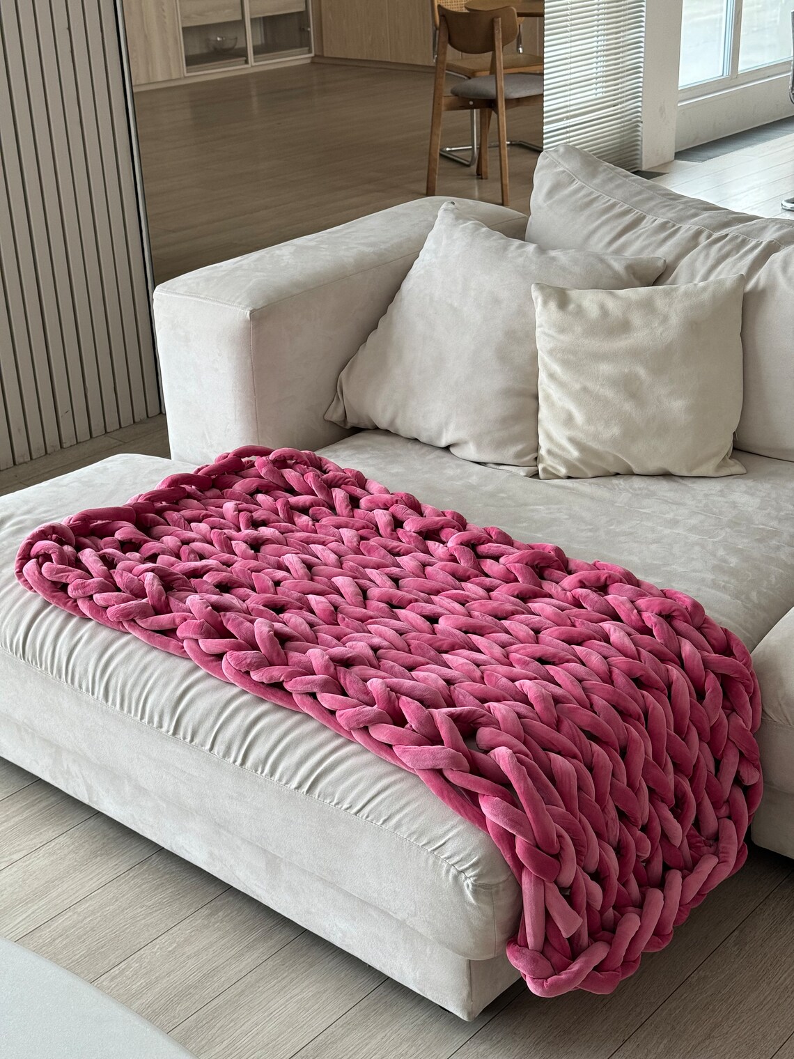 Chunky Blanket, White Chunky Blanket, Big Knit Blanket, Velvet Blanket ...