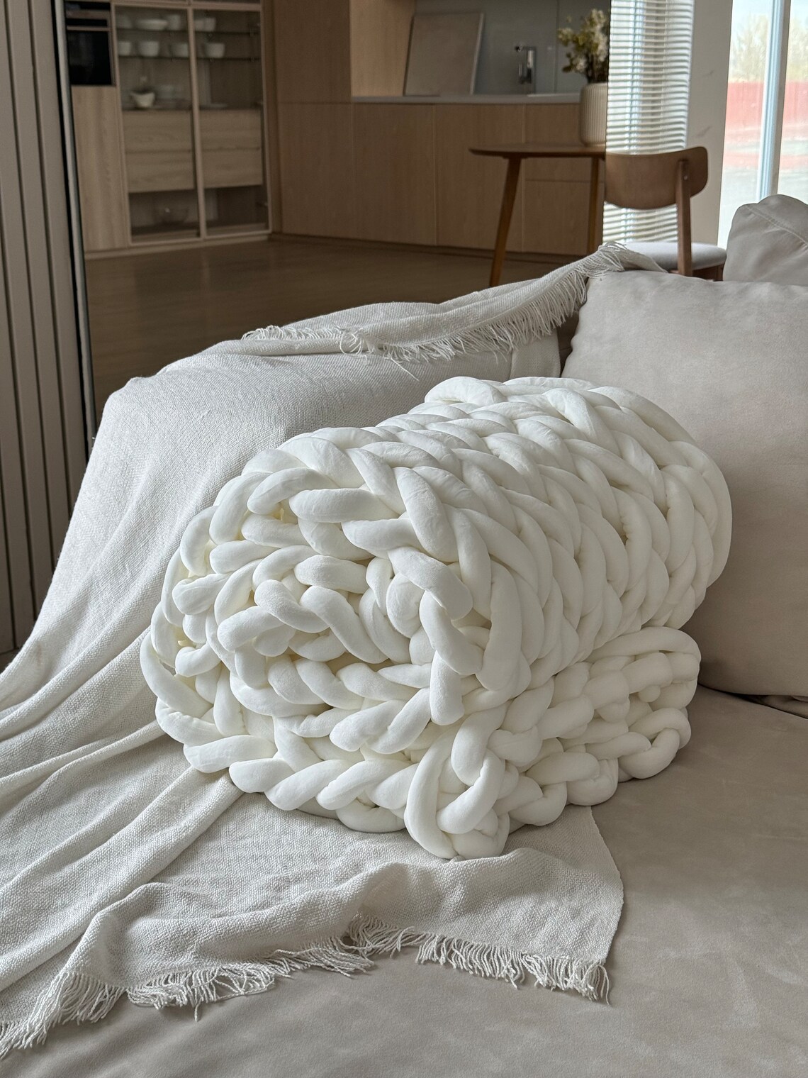 Chunky Blanket, White Chunky Blanket, Big Knit Blanket, Velvet Blanket ...