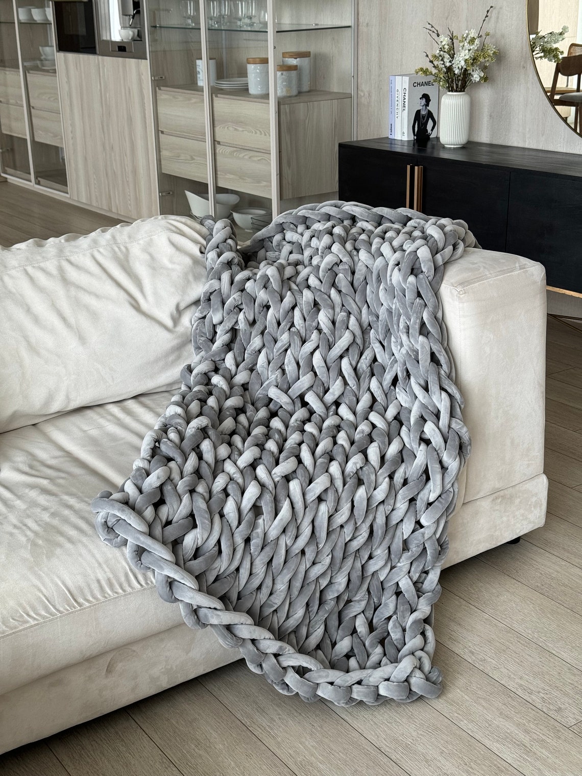 Chunky Blanket, White Chunky Blanket, Big Knit Blanket, Velvet Blanket ...