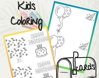 Printable Coloring Birthday Card, Happy Birthday Coloring Card, Color ...