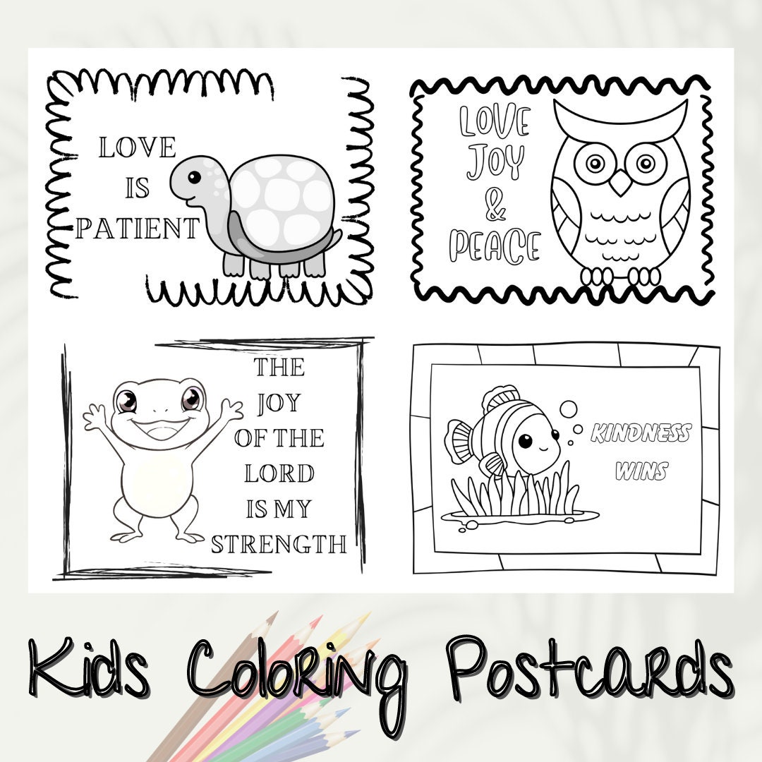 PRINTABLE Kids Coloring Postcards, Postcards to Color, Postcards for ...