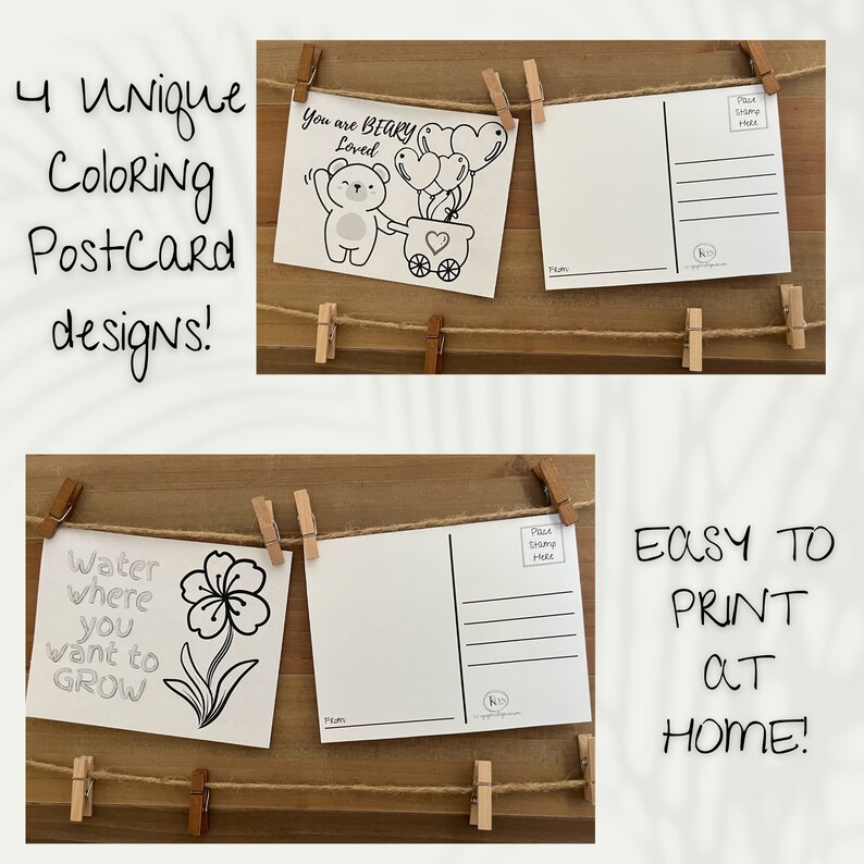 PRINTABLE Kids Coloring Postcards, Postcards to Color, Postcard for ...