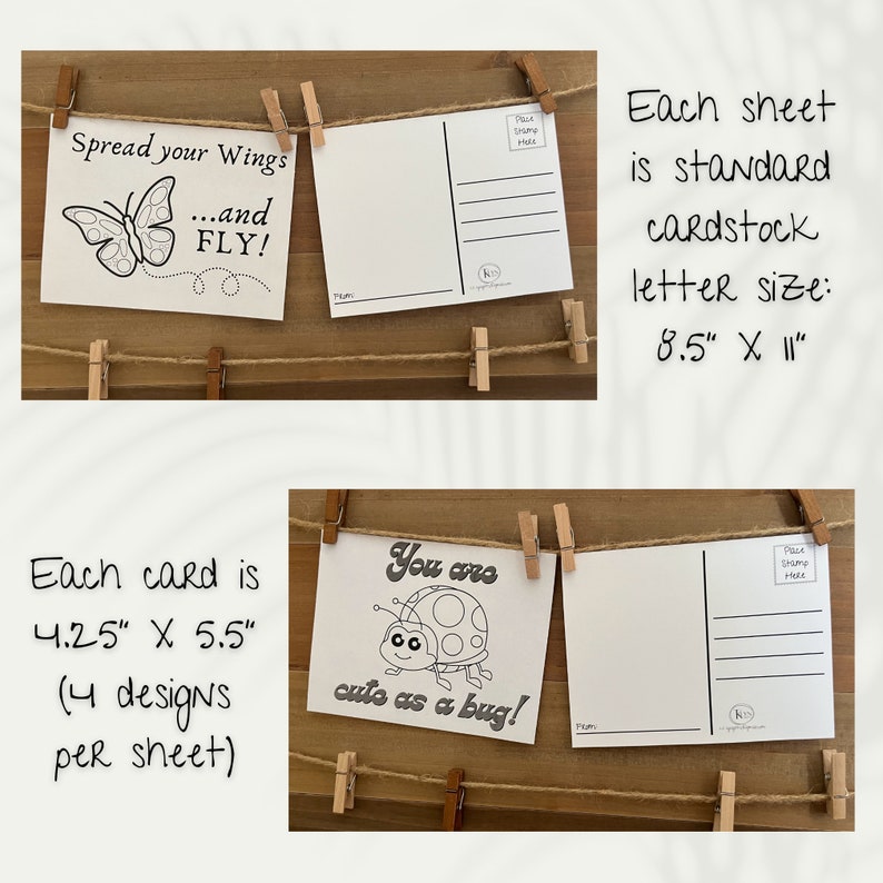 PRINTABLE Kids Coloring Postcards, Postcards to Color, Postcard for ...