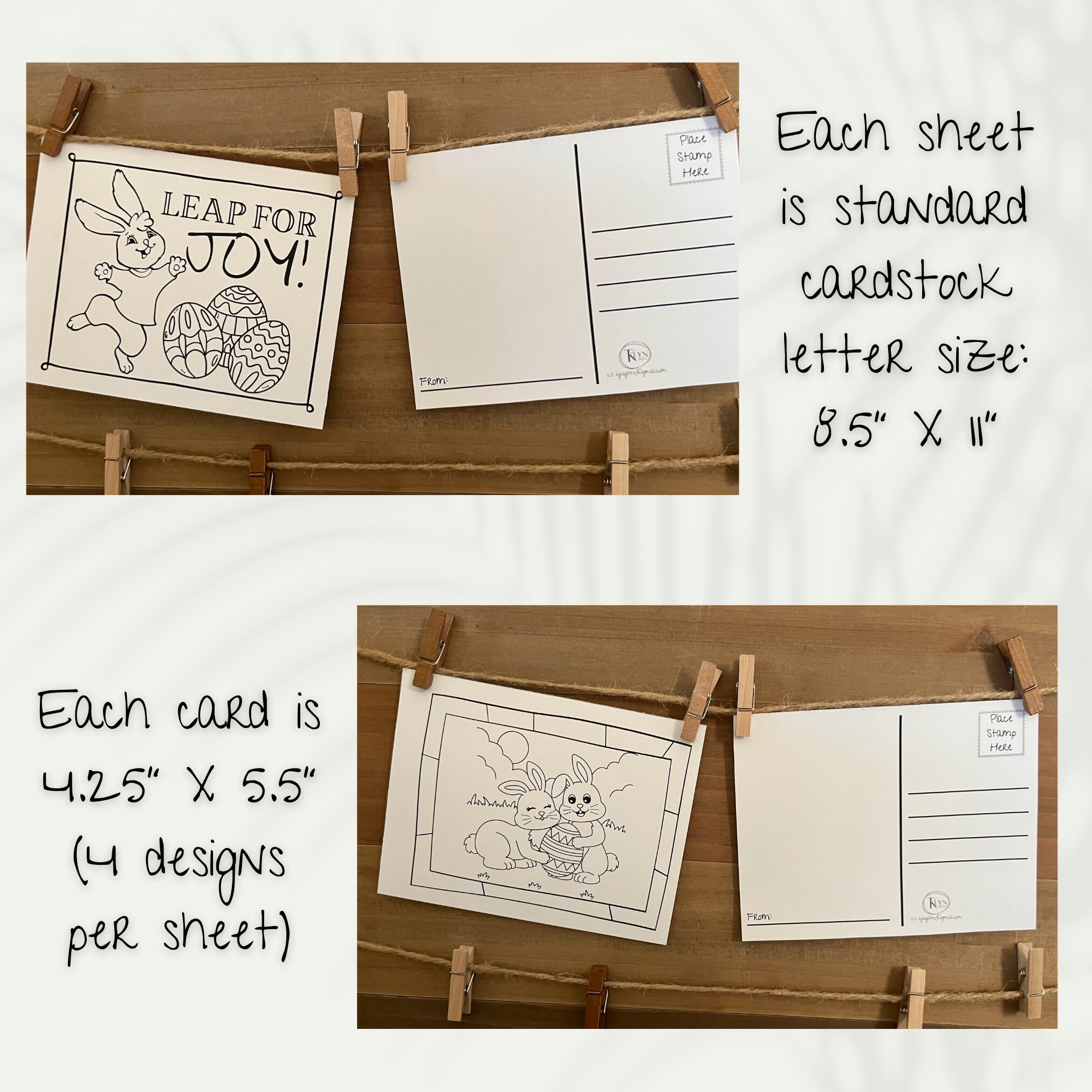 Easter PRINTABLE Kids Coloring Postcards, Postcards to Color, Easter ...