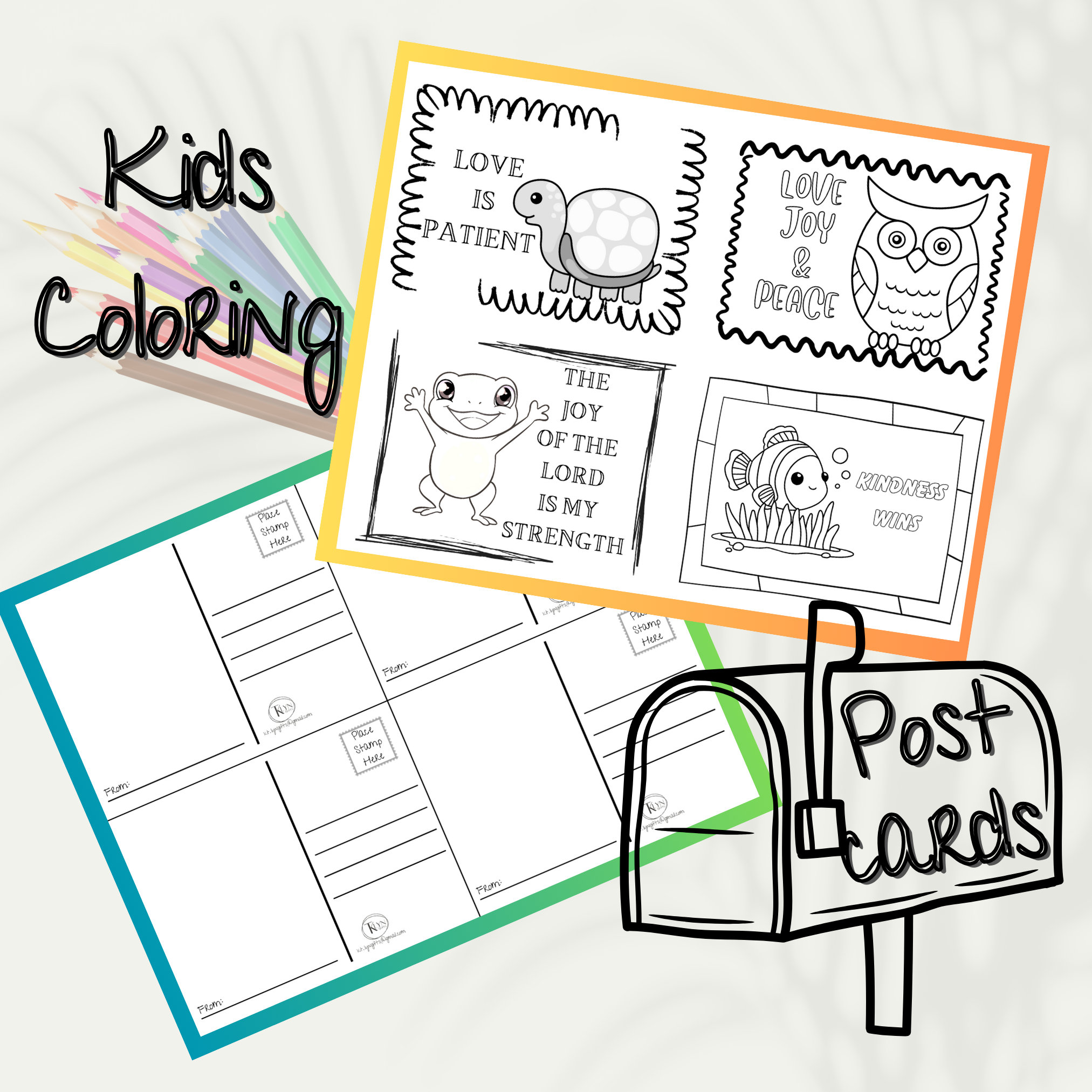 PRINTABLE Kids Coloring Postcards, Postcards to Color, Postcards for ...