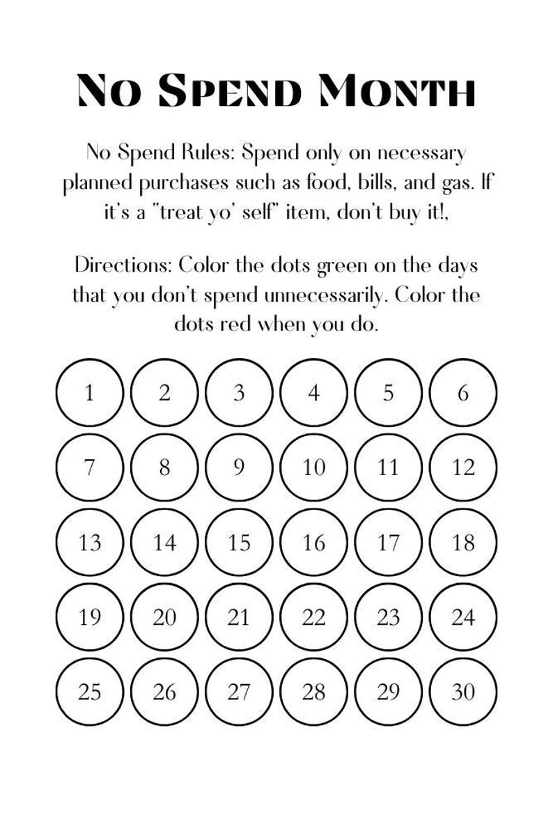 No Spend Challenge, Printable - Etsy