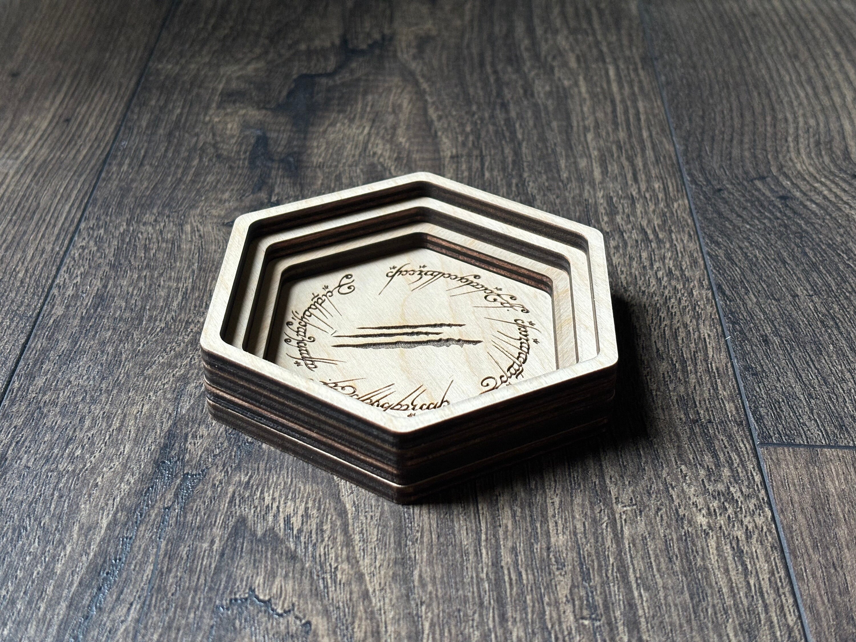 Laser Engraved Game Token Tray, Hexagon Design | Board Game | Token ...