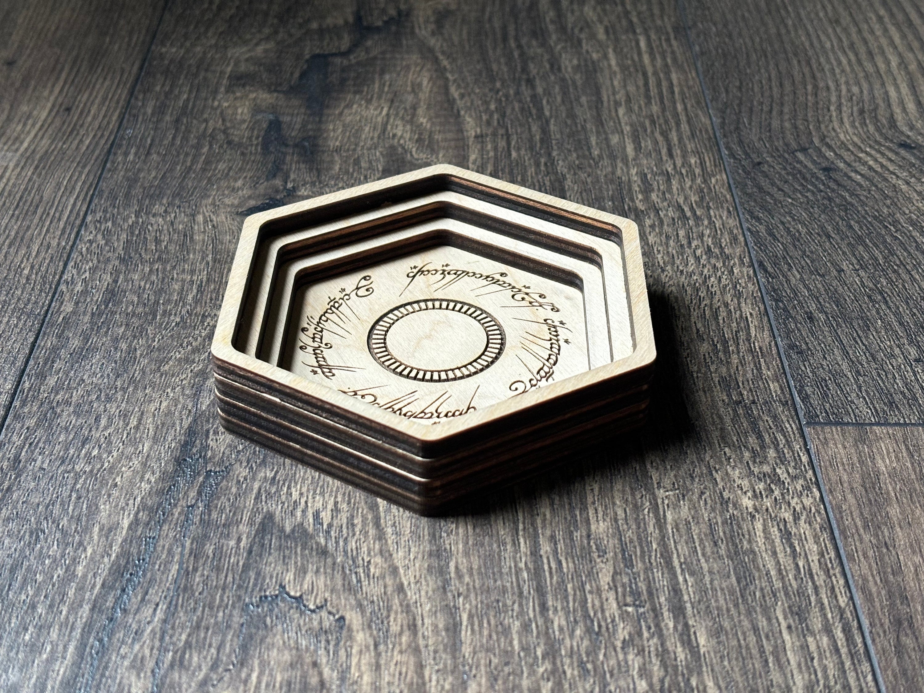 Laser Engraved Game Token Tray, Hexagon Design | Board Game | Token ...