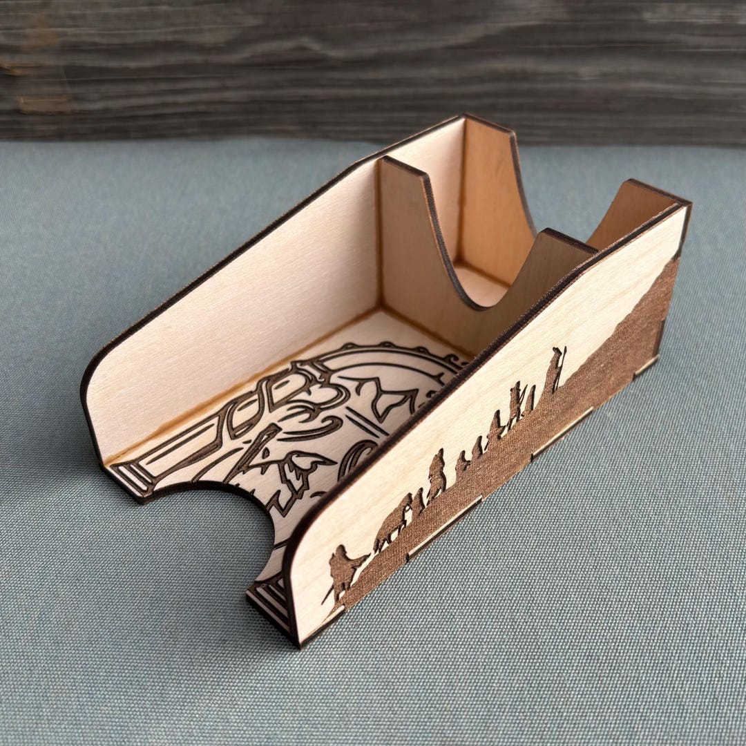 Laser Engraved Card Draw & Discard Deck Holder | Card Tray | Wooden ...