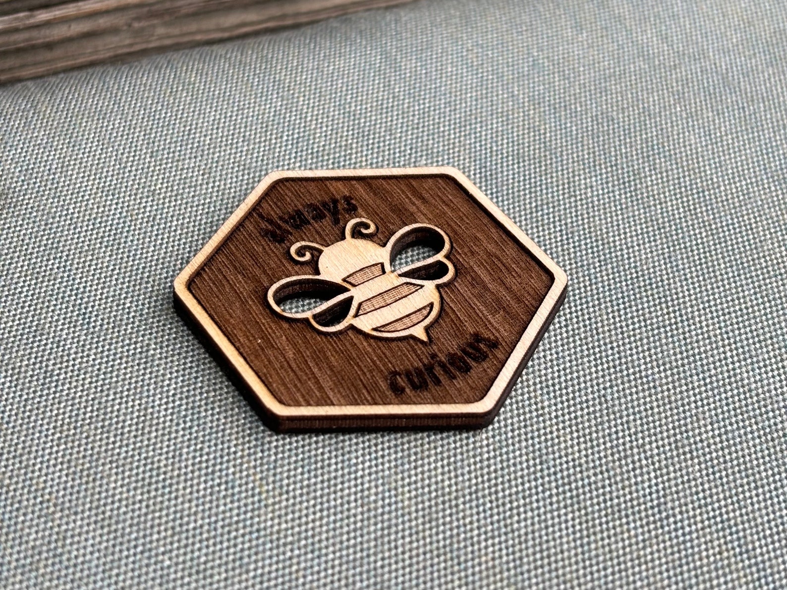 Laser Engraved Always Bee Curious Tokens | Wood Tokens | Engraved Wood ...