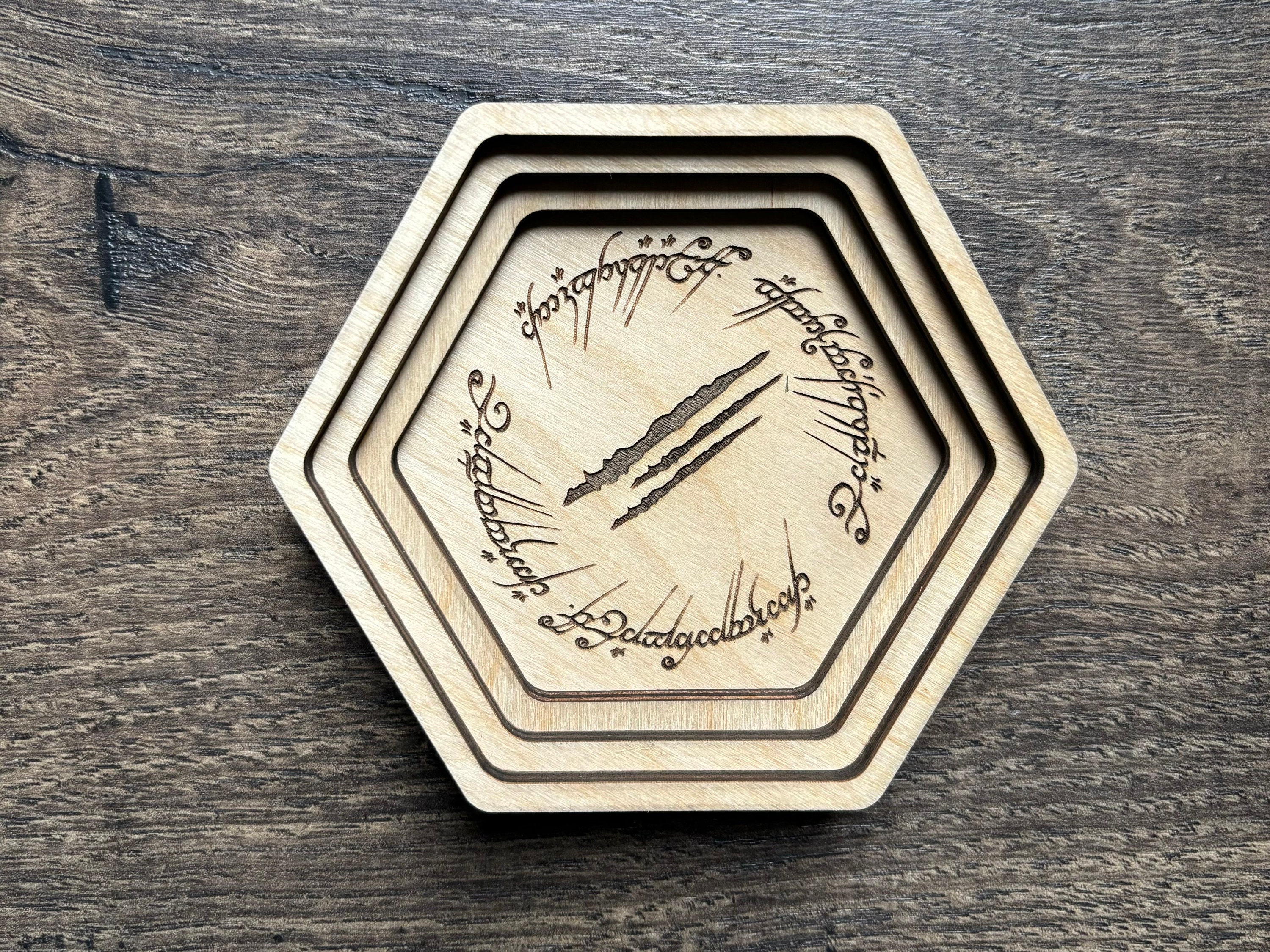 Laser Engraved Game Token Tray, Hexagon Design | Board Game | Token ...