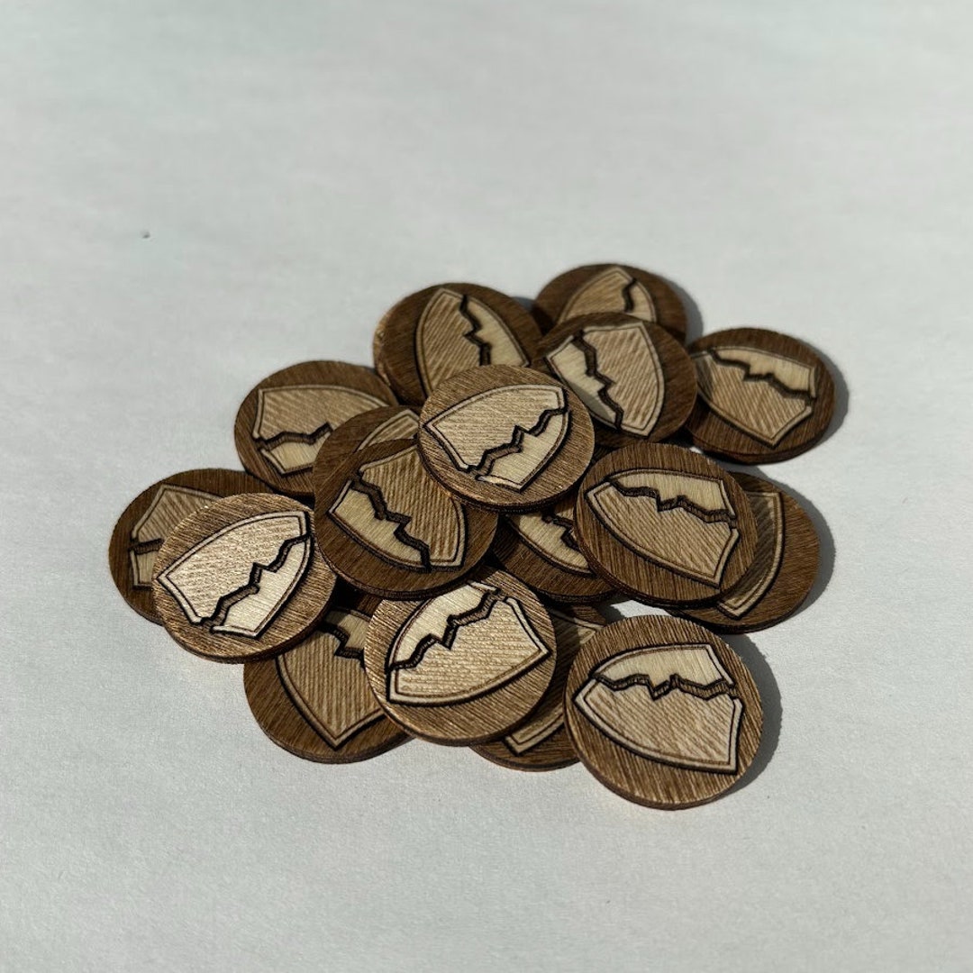 Laser Engraved Wood Game Tokens, Shield Design | Game Token | Game ...