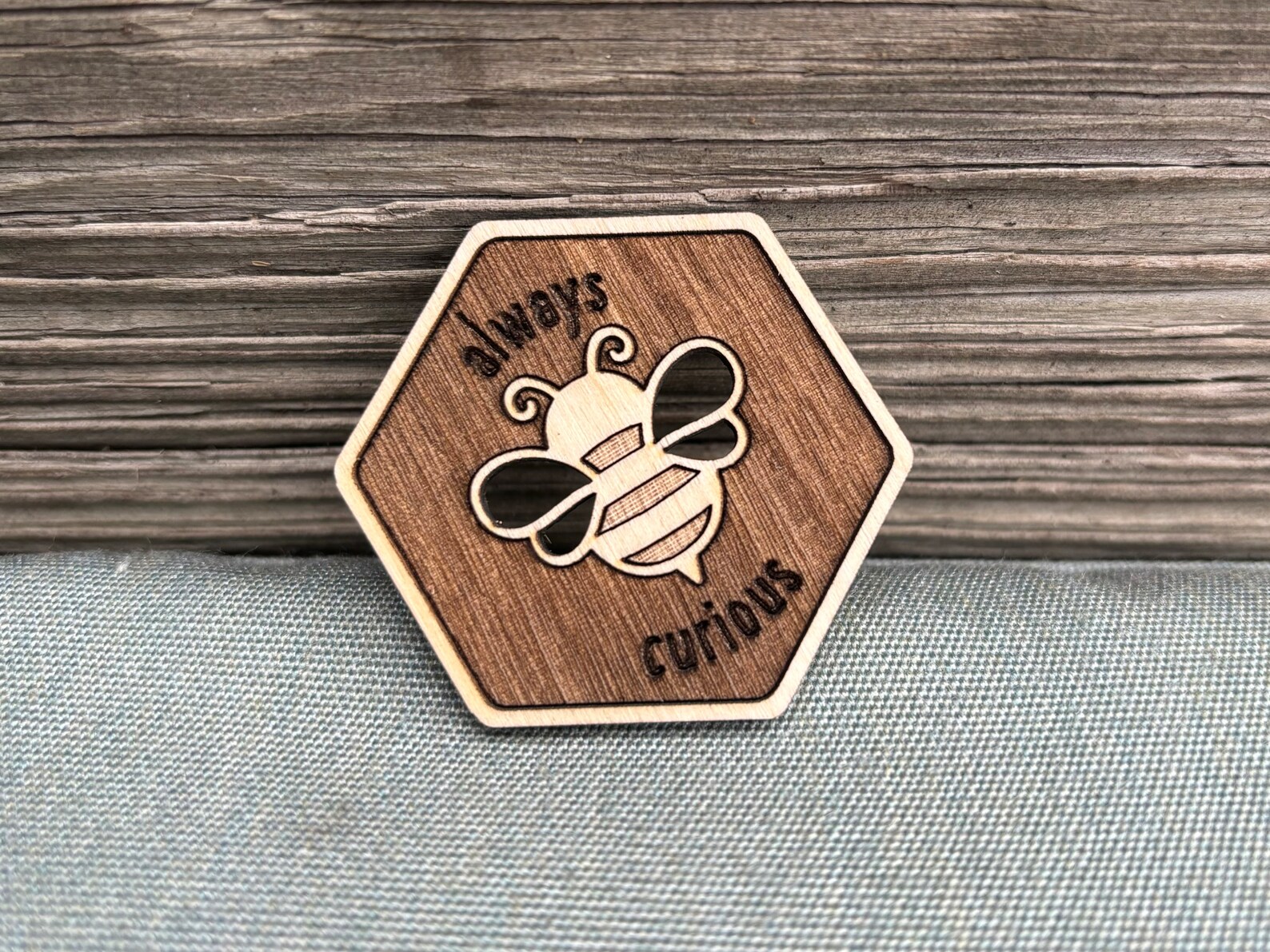 Laser Engraved Always Bee Curious Tokens | Wood Tokens | Engraved Wood ...