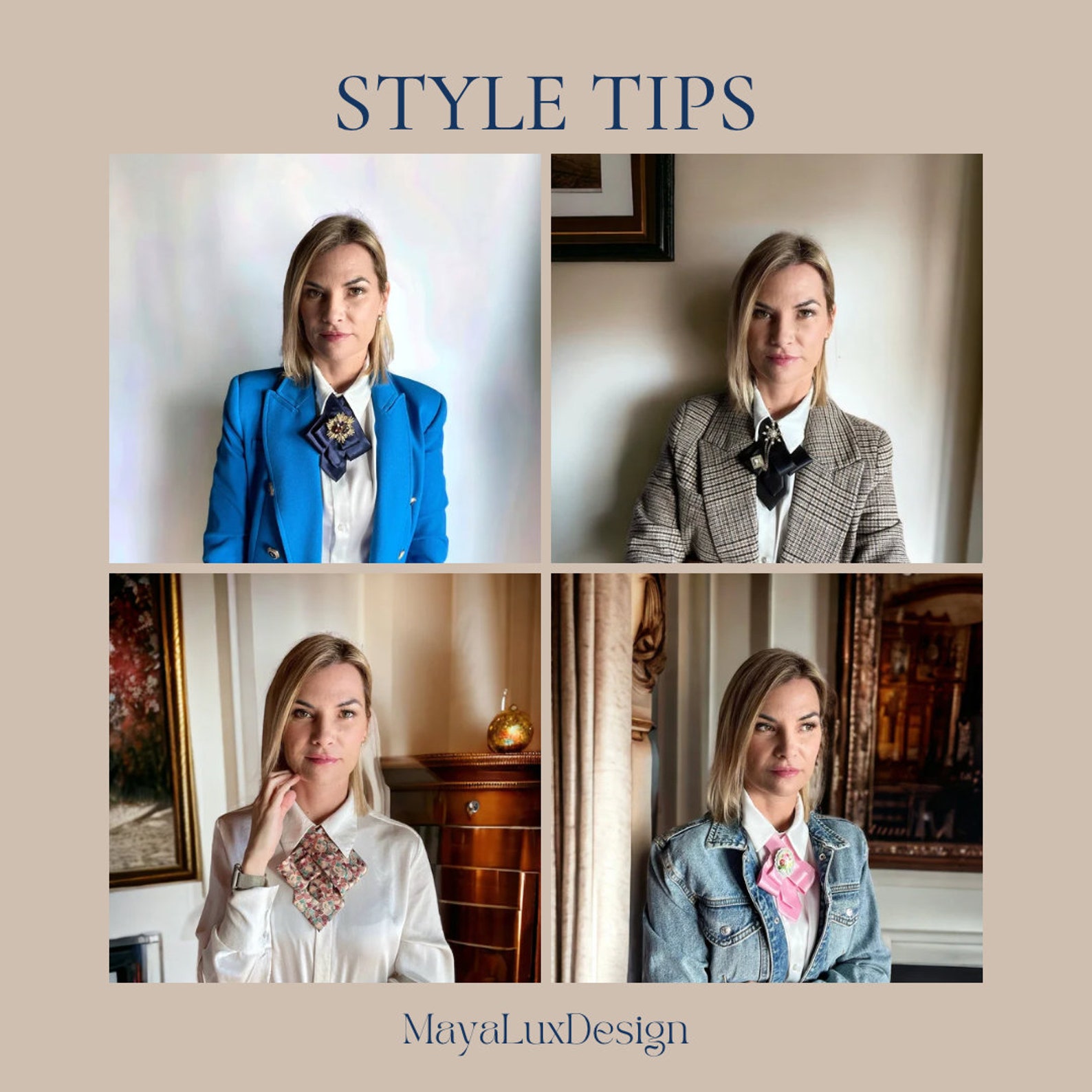 Elegant Necktie Necklace for Women - Handmade Bow Tie Accessory With ...