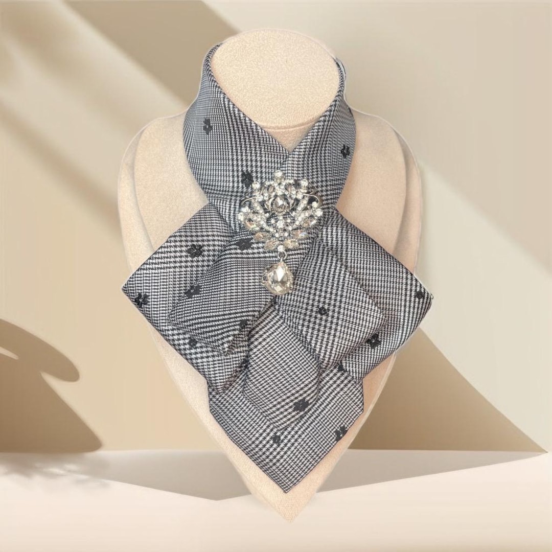 Silk Black and White Necktie for Women, Stylish Necktie Necklace for ...