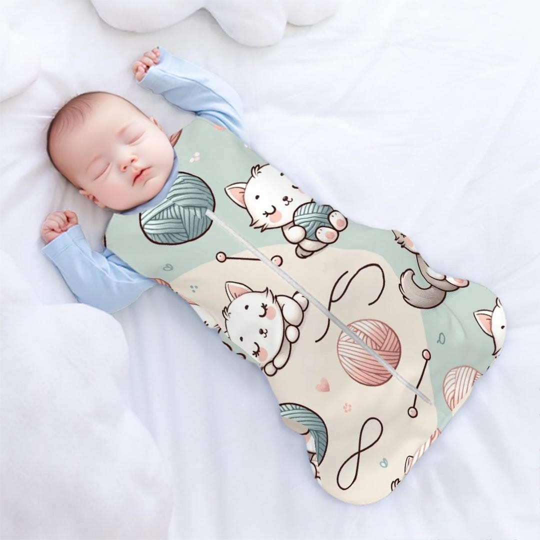 Baby Sleep Sack - Cozy Infant Night Sack With Kitten Cat Yarn Knitting ...