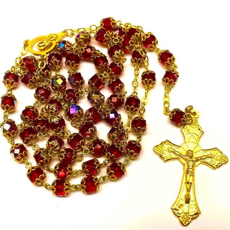 Red Crystal Rosary - Etsy