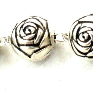 Silver-plated Rosebud Decade Rosary Bead Bracelet - Etsy