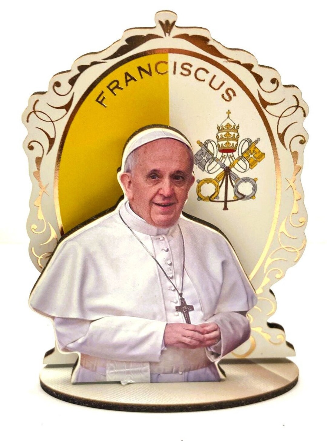 Pope Francis Table Plaque, Wood, High Quality Images, Made by Highest ...