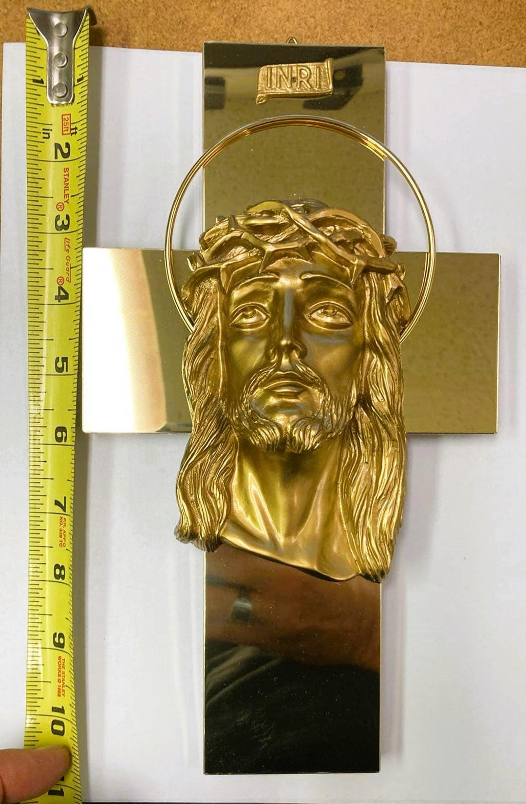 Stunning Gold-tone Metal Wall Cross, Metal Meticulously Wrapped Wood ...