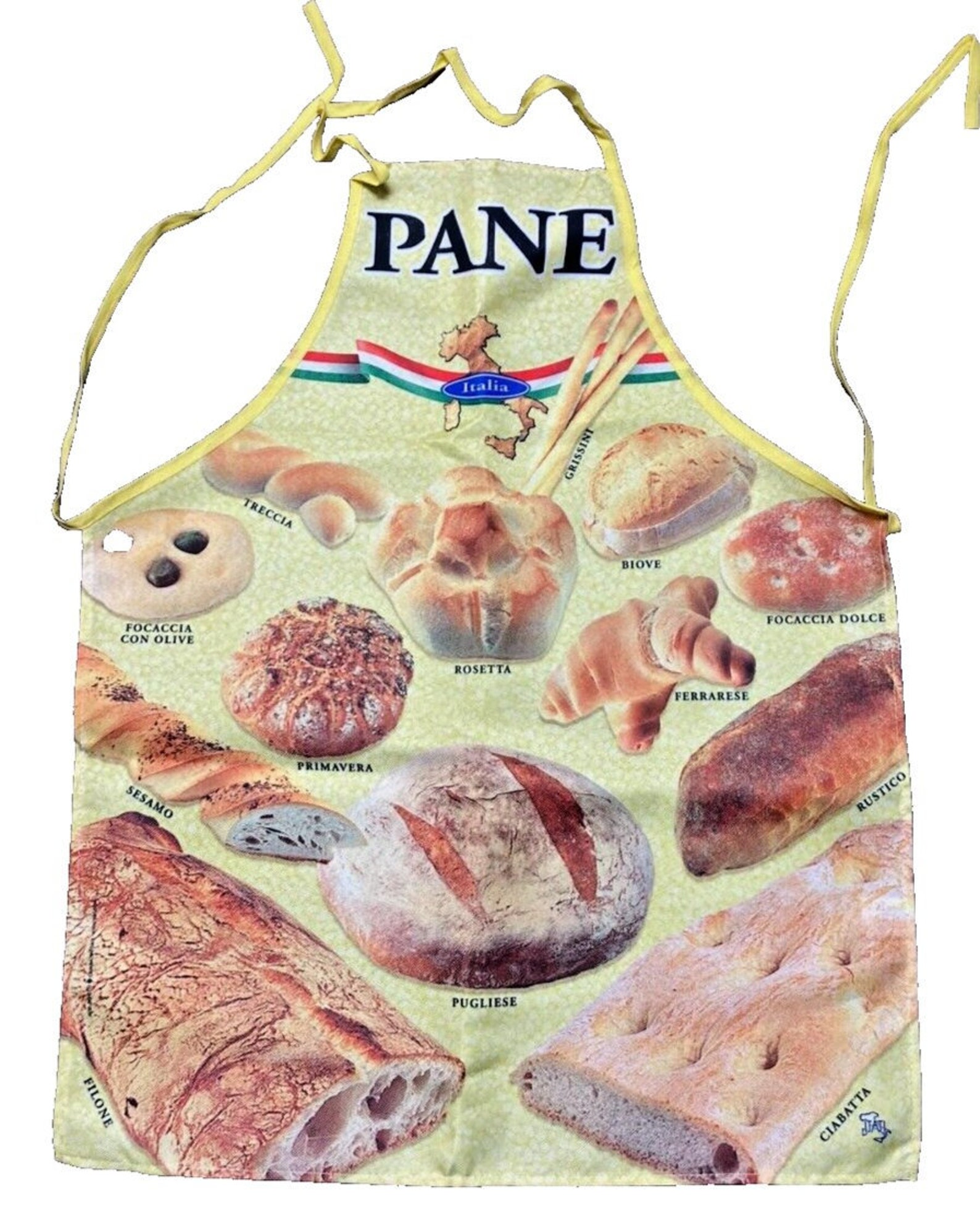 Italian Bread (pane) Kitchen Apron, Made in Italy, Fun Novelty Aprons ...
