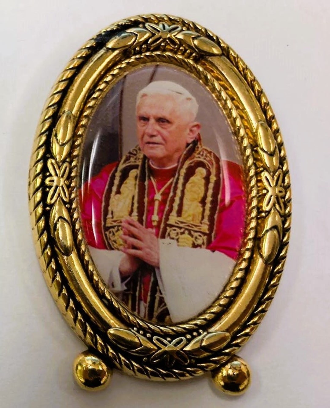 Mini Framed Pope Benedict Photo, Gold-tone, Catholic Gift and Vatican ...