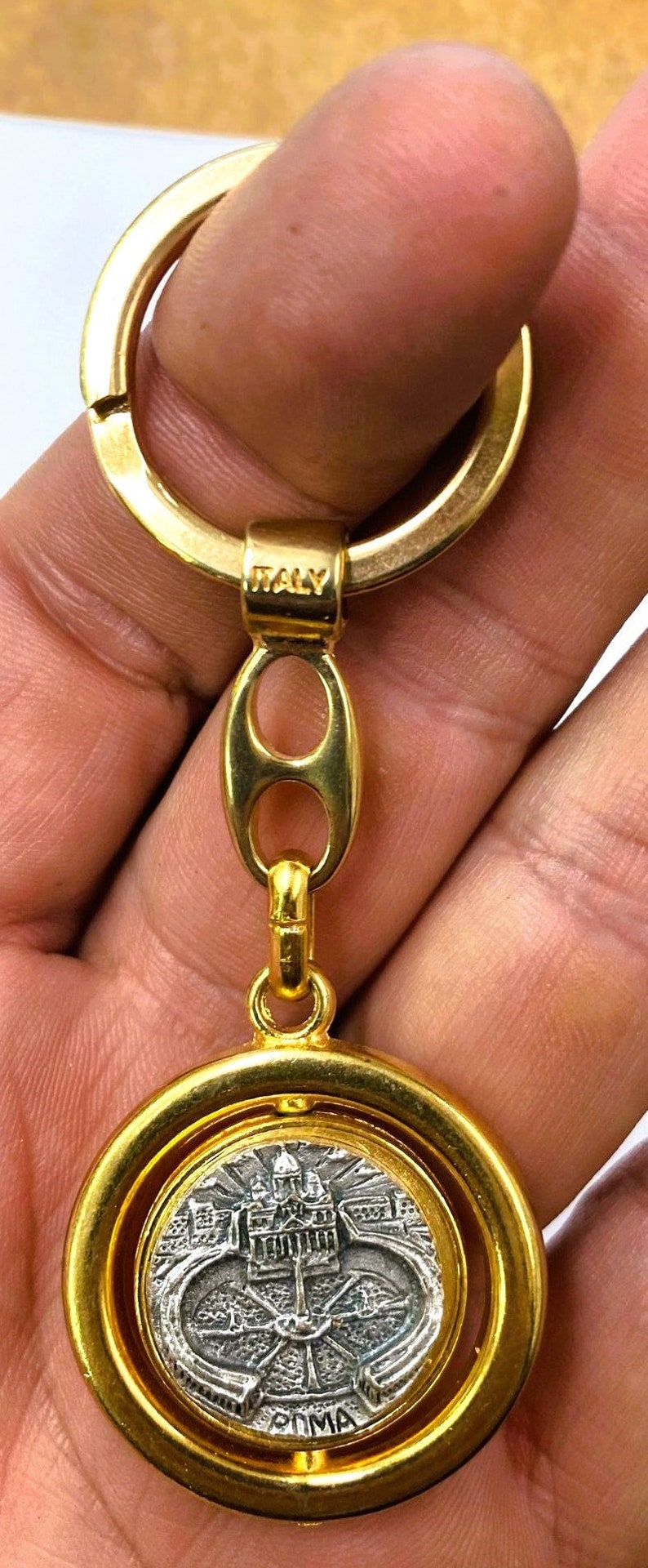 Pope Benedict St. Peter's Vatican Square Metal Keychain, Made in Italy ...