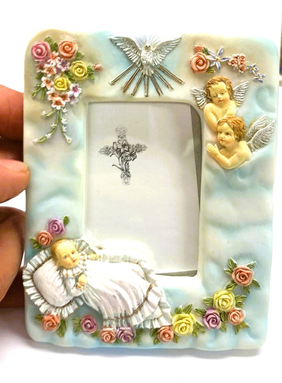 Authentic Bareggio Baptism Baby 5" X 4" Photo Frame, Handmade in Milan ...