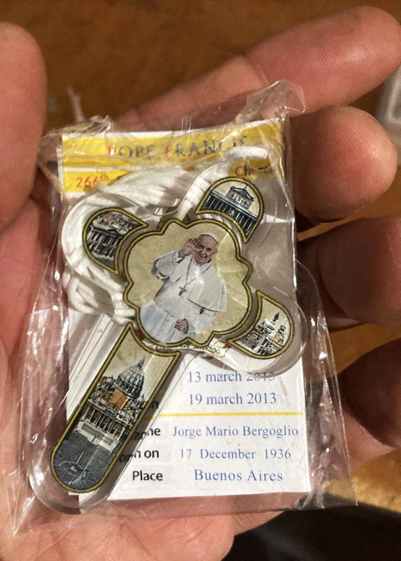 Pope Francis Cross Necklace, 4 Rome Basilicas, White Lacing ...