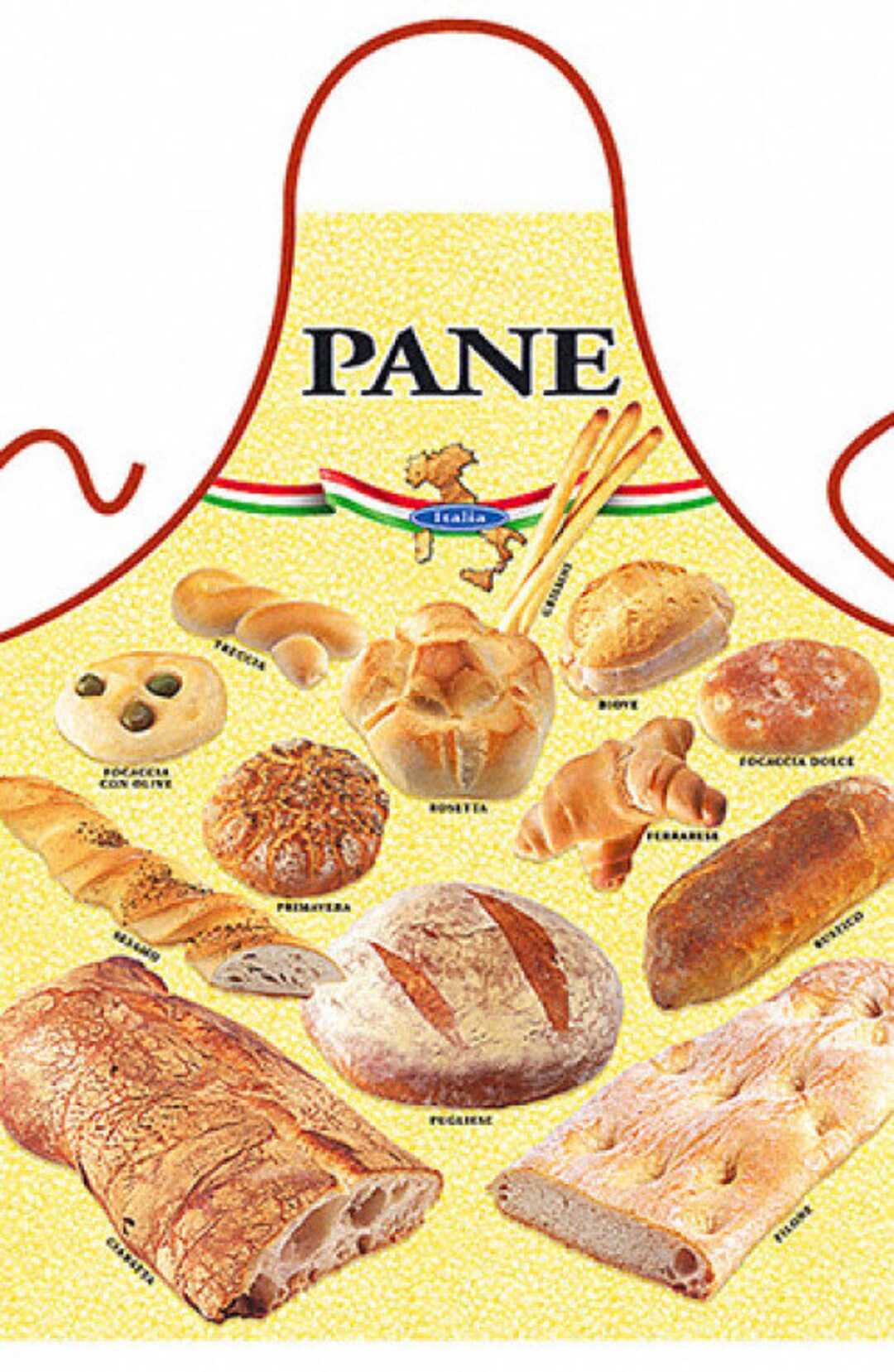 Italian Bread (pane) Kitchen Apron, Made in Italy, Fun Novelty Aprons ...
