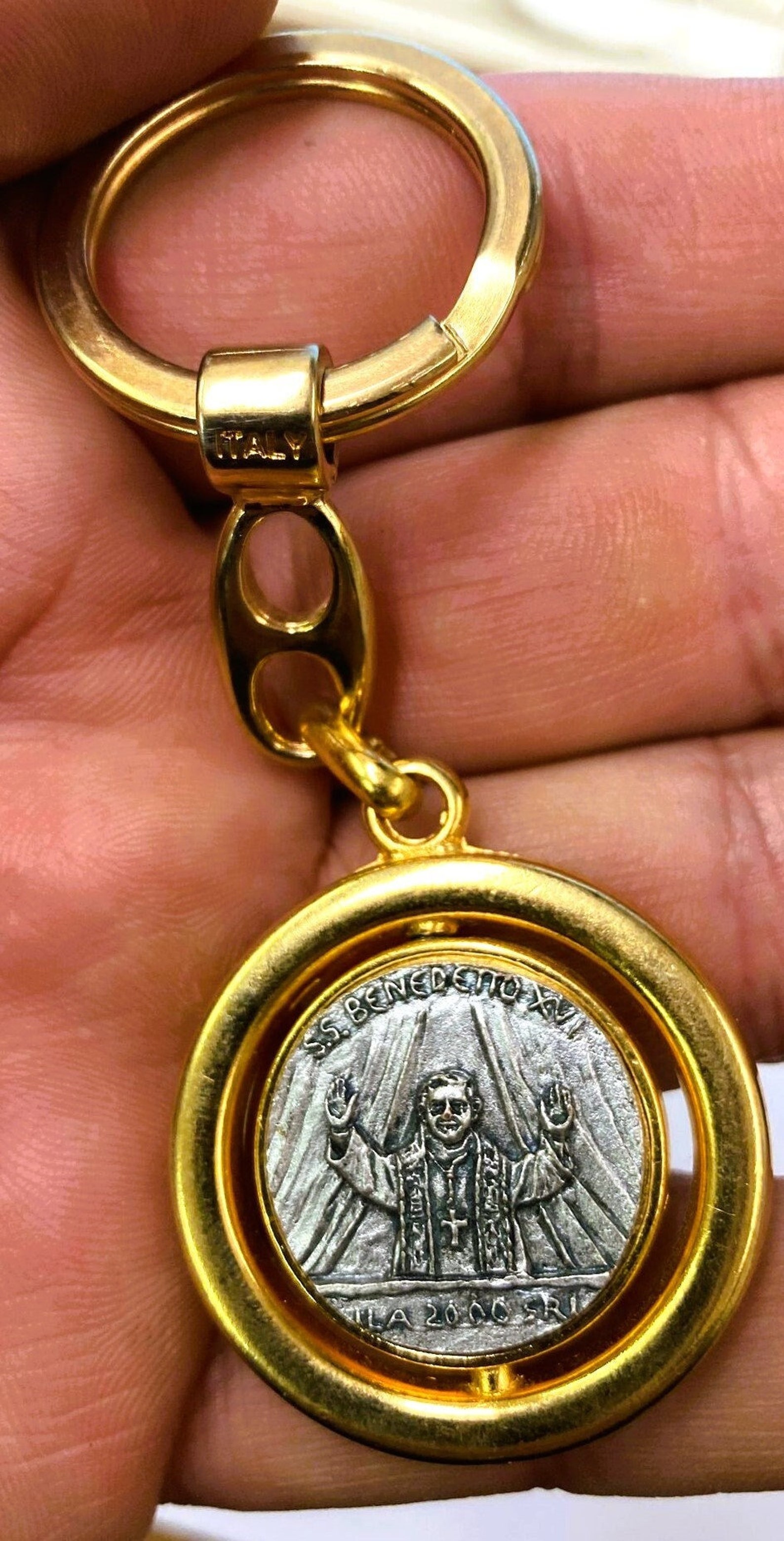 Pope Benedict St. Peter's Vatican Square Metal Keychain, Made in Italy ...