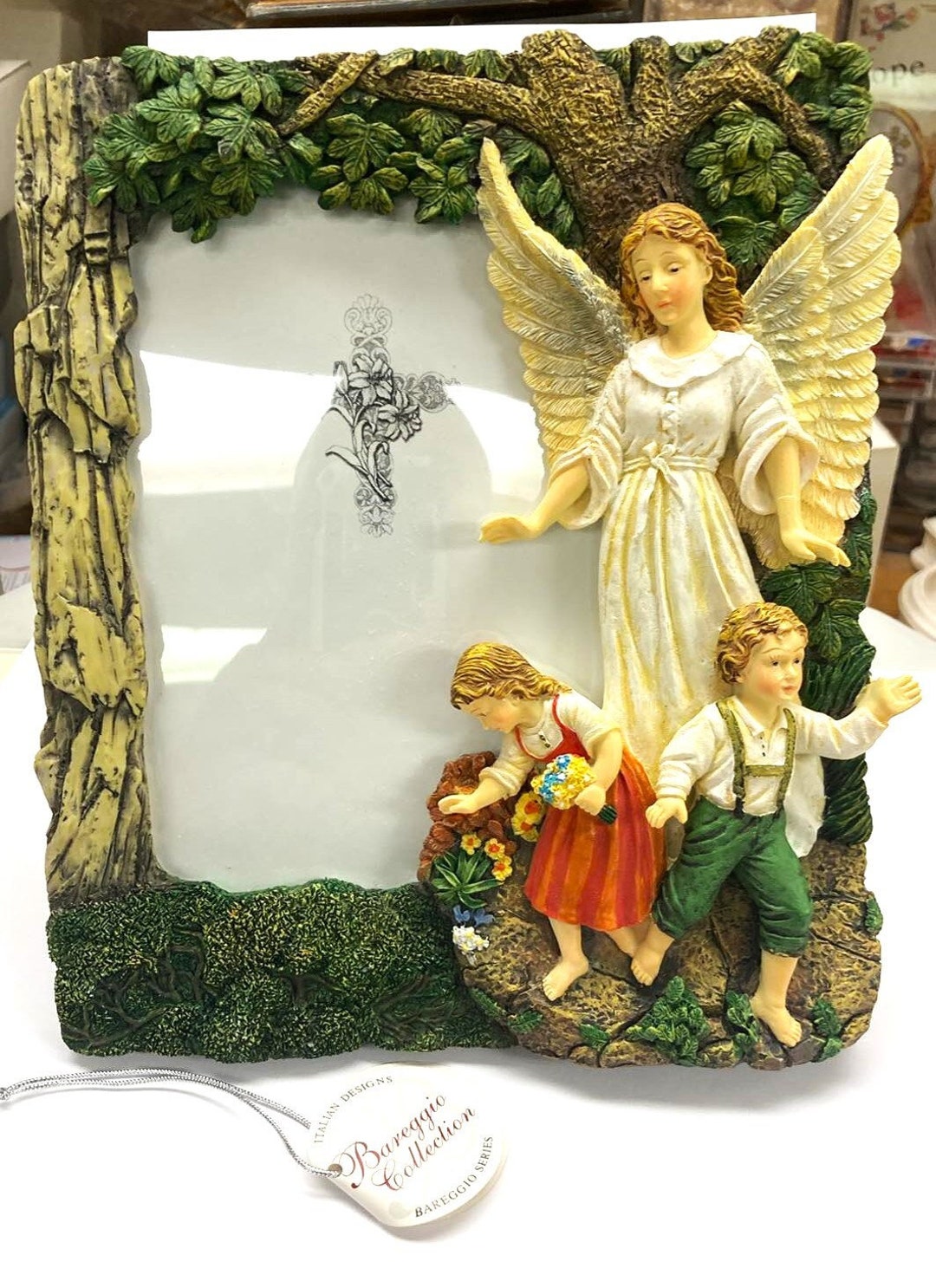 Authentic Bareggio Photo Frame, Sculpted Hand Painted Guardian Angel ...