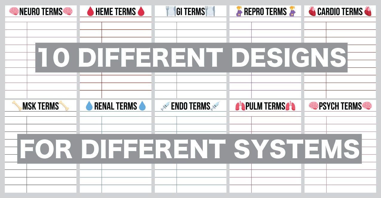 Medical Terms Study Sheet by System for Medical, Nursing, and PA ...