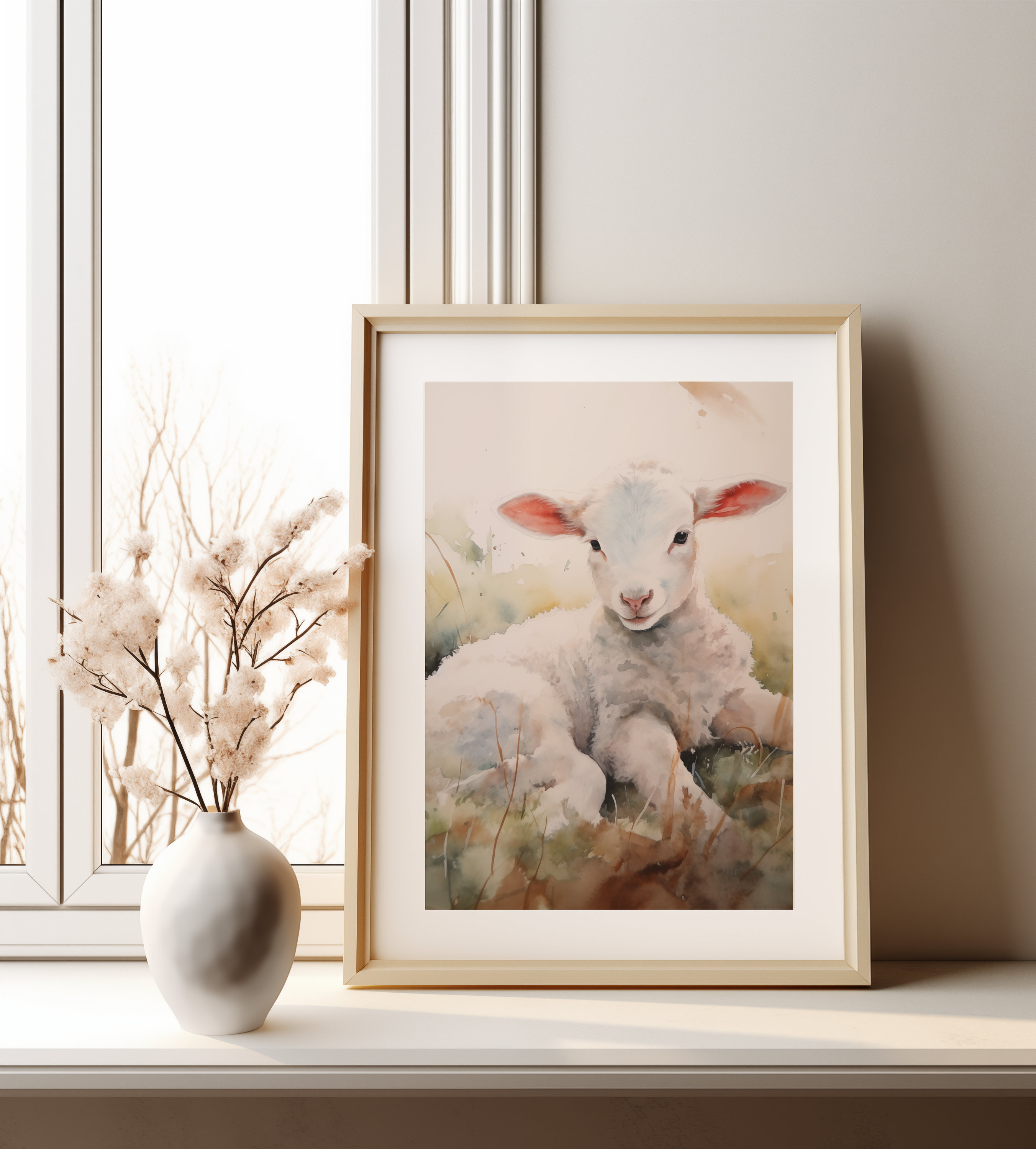 Easter Lamb Painting Printable Digital Art - Etsy