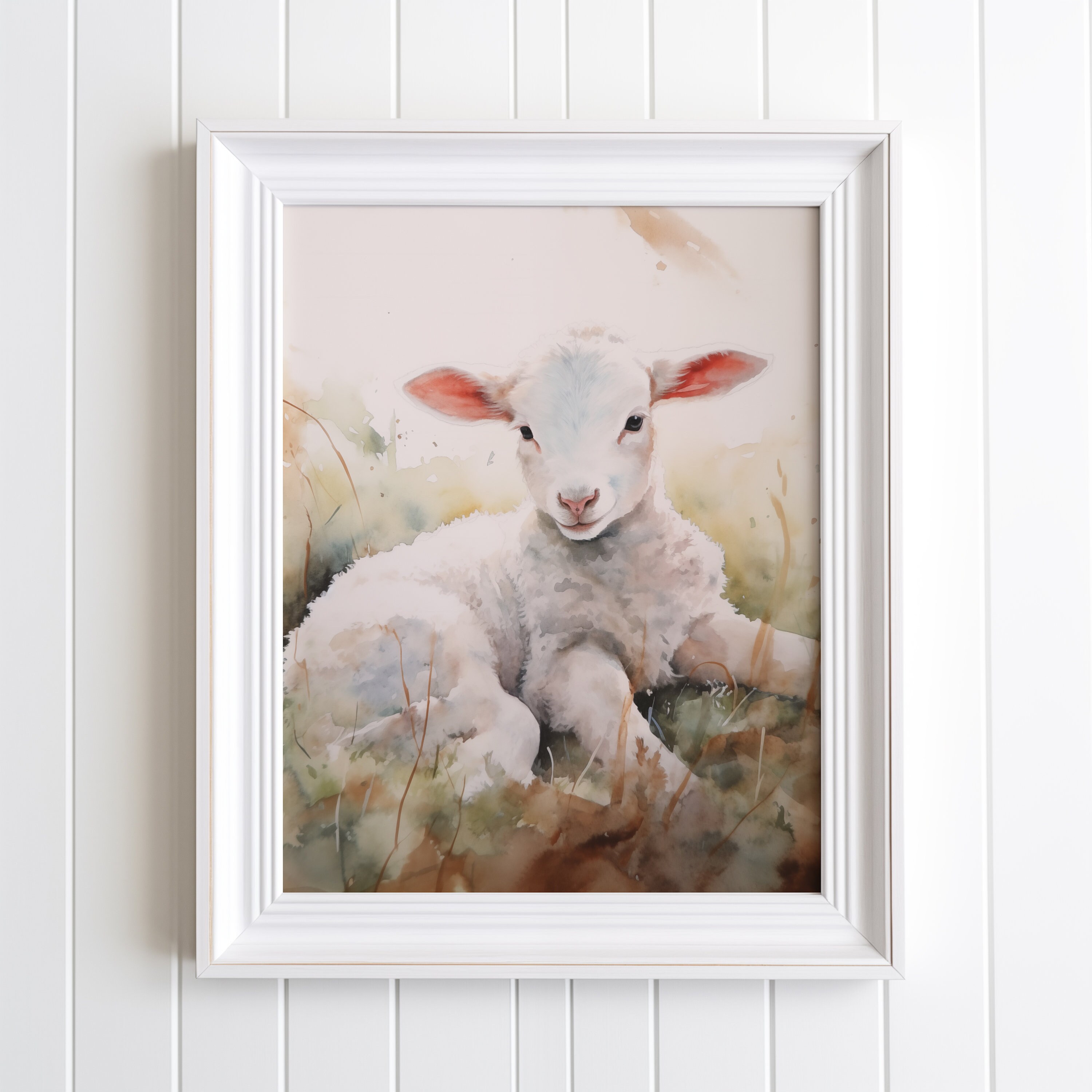 Easter Lamb Painting Printable Digital Art - Etsy