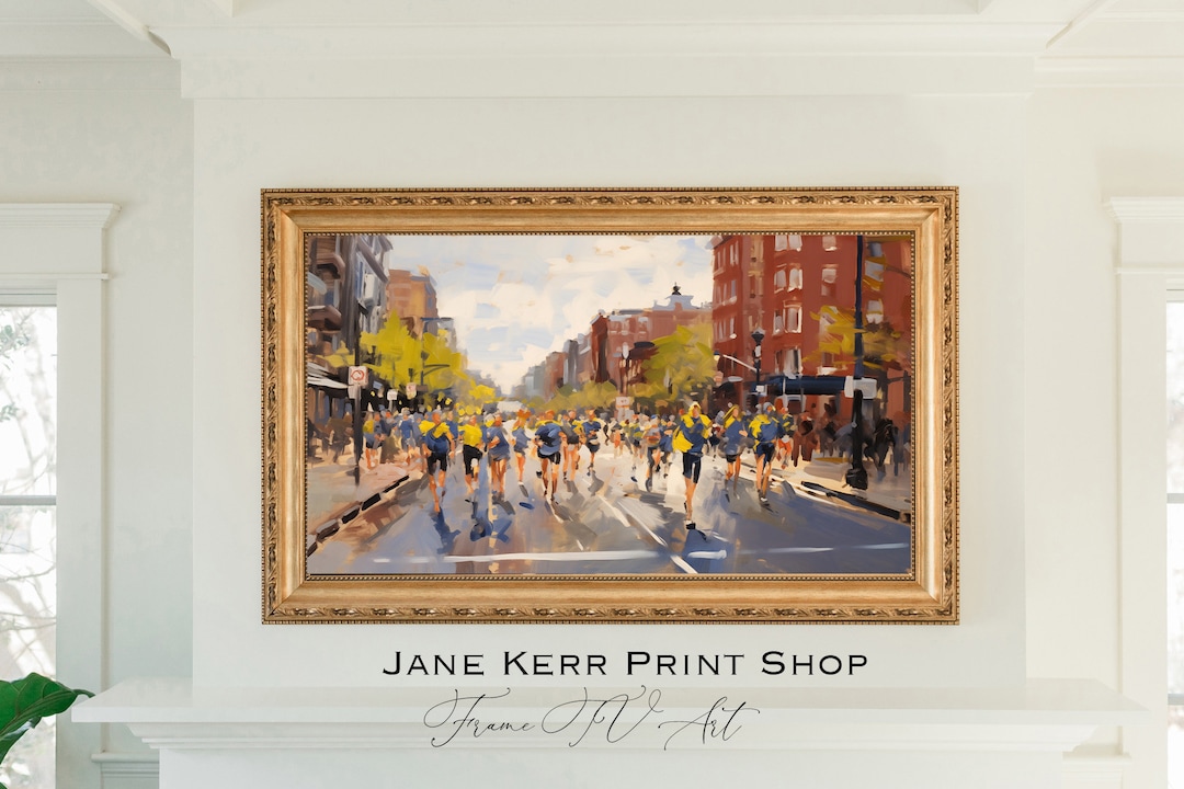 Oil Painting of City Marathon Runners Fitness Art Digital Samsung Frame ...