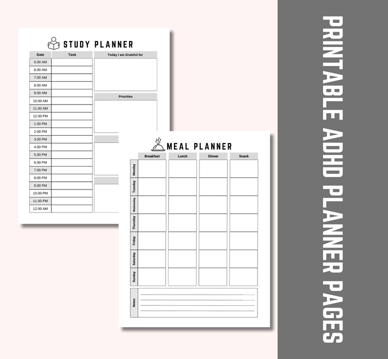 Printable ADHD Planner, Attention Deficit Hyperactivity Disorder ...