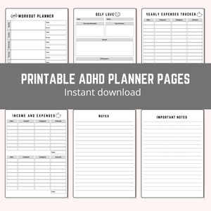Printable ADHD Planner, Attention Deficit Hyperactivity Disorder ...
