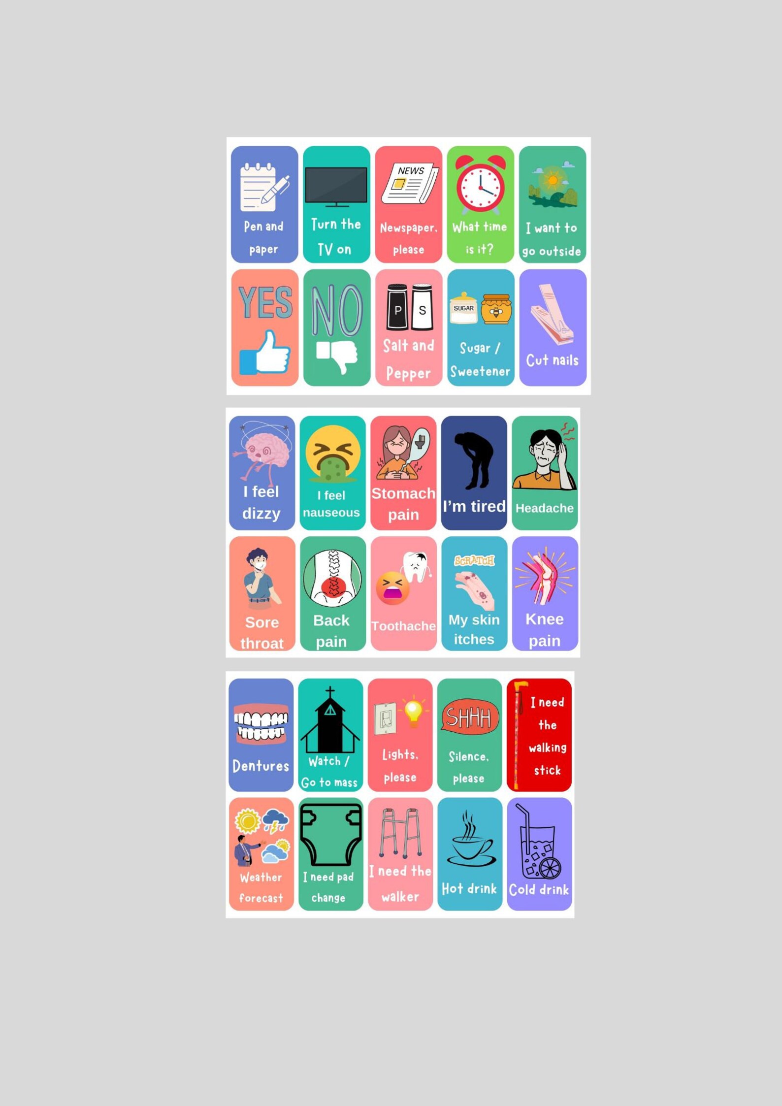 Printable Communication Flashcards for Elderly and Nonverbal ...